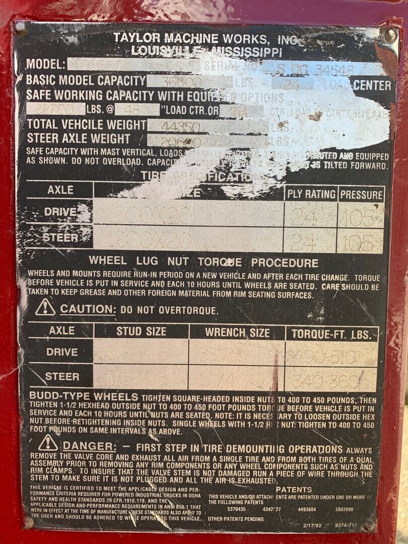 Used 2007 Taylor TX360L For Sale in Seattle, WA - 5013272418 ...